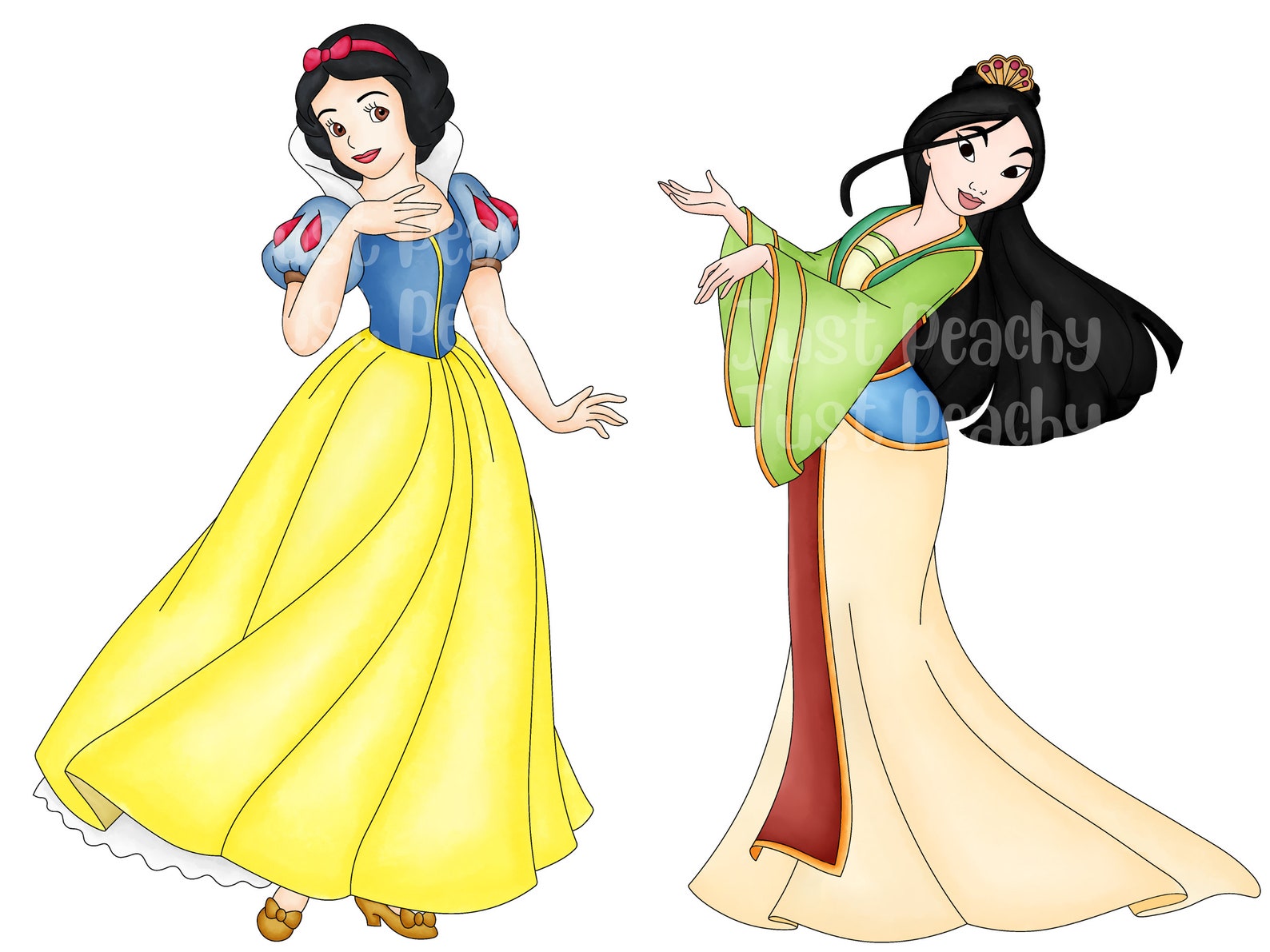 Princess Watercolor Clipart Set: Hand-drawn Cartoon Illustrations (PNG ...