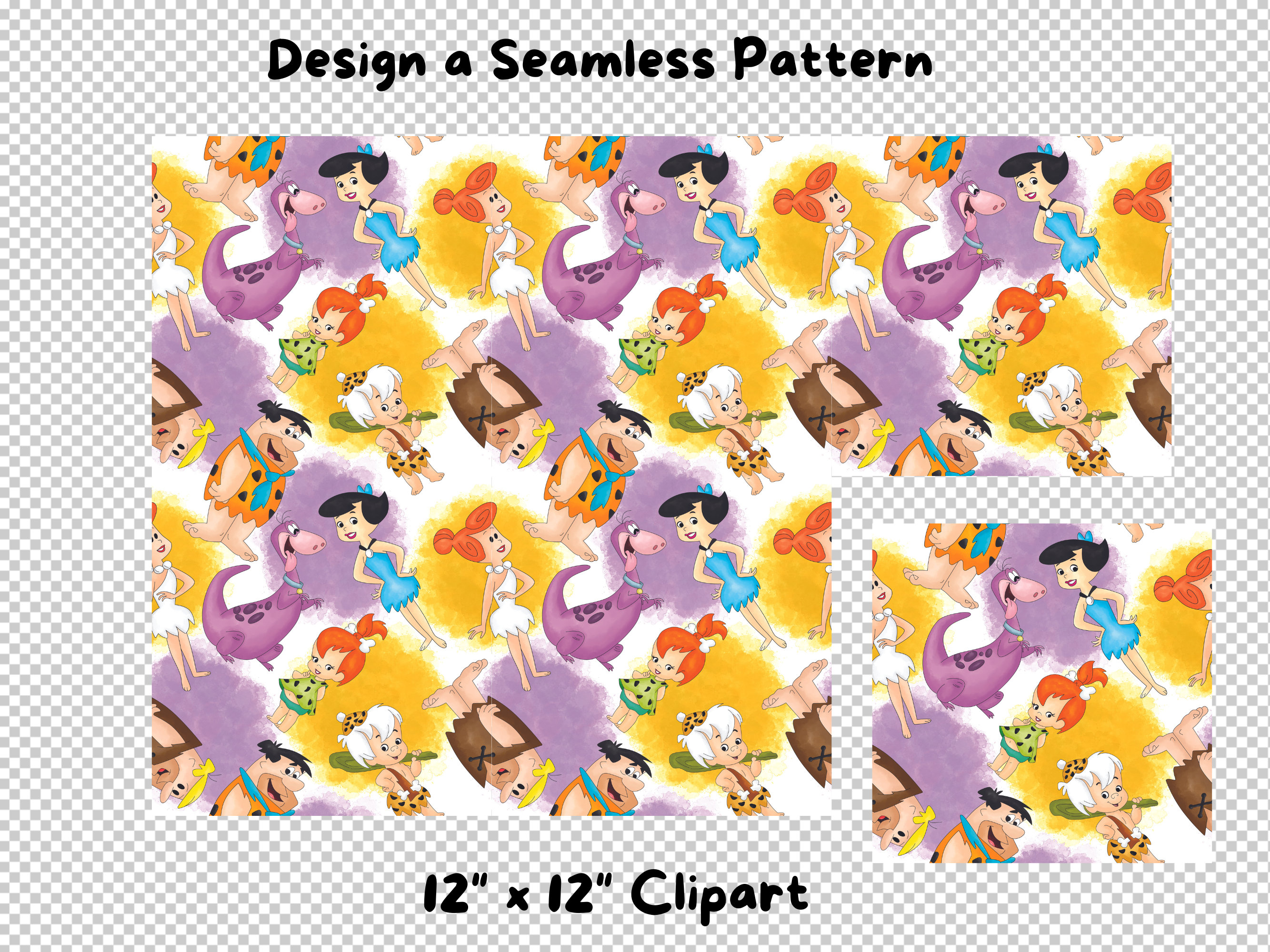 Flintstones Seamless Pattern Digital Download Cute Cartoon - Etsy