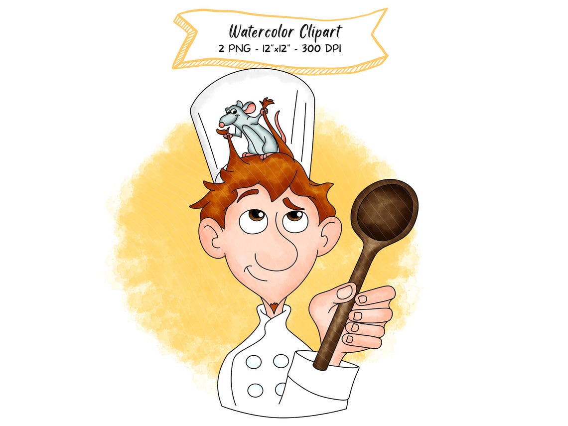 Ratatouille Clipart, Watercolor PNG, Cartoon Movie, Remy, Alfredo ...