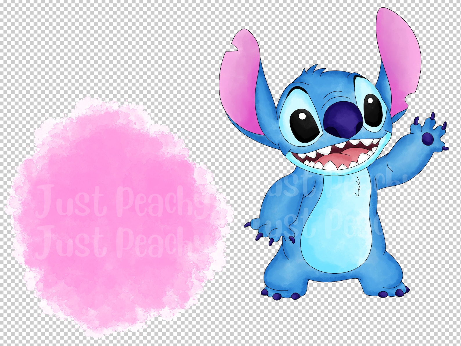 Waving Stitch Watercolor Clipart Set, Cute Cartoon, PNG, Alien ...