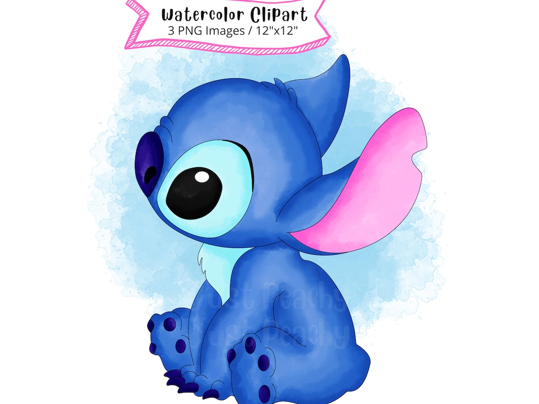 Stitch Watercolor Clipart Set, Cute Cartoon, PNG, Alien, Transparent ...