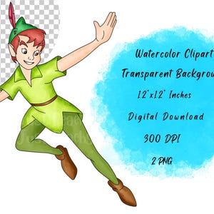 Peter Pan a Watercolor Clipart Set, Cute Cartoon, PNG, High Resolution ...