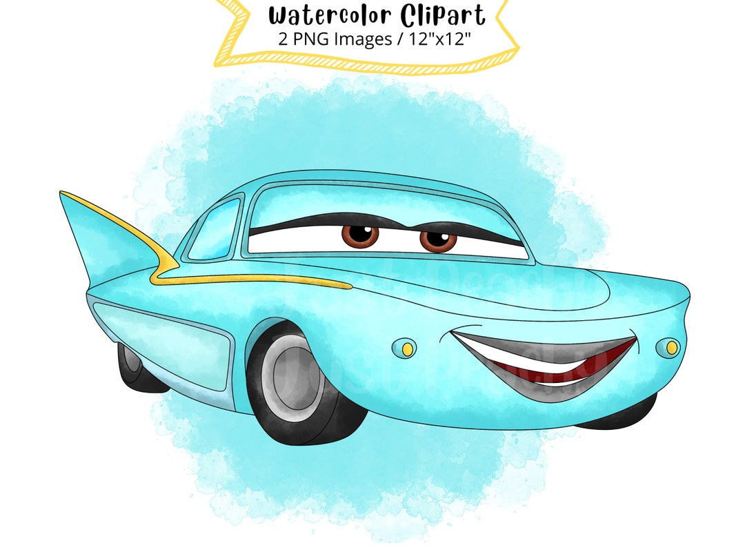 Flo From Cars Movie: Watercolor Cartoon Clipart (PNG, Digital Download ...