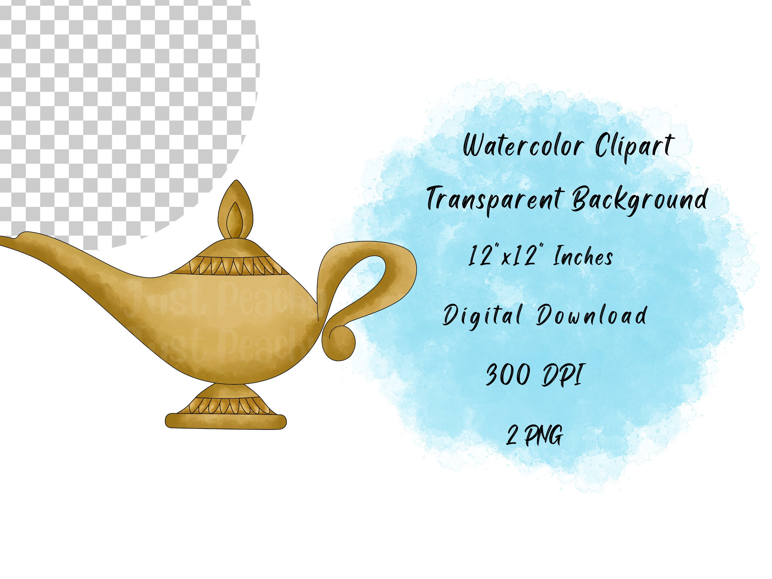 Magic Lamp From Aladdin Hand Drawn Watercolor Clipart, Cute Cartoon ...