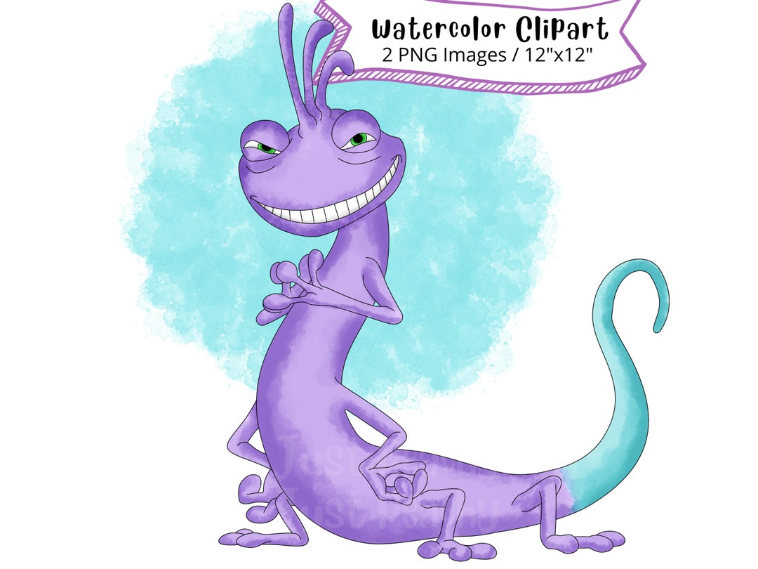 Randall Monsters Inc Watercolor Clipart: Cartoon PNG Set (digital ...