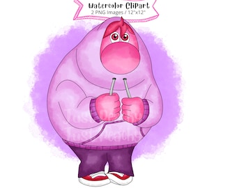 Anger From Inside Out Watercolor Clipart Set, Cute Cartoon, PNG, High ...
