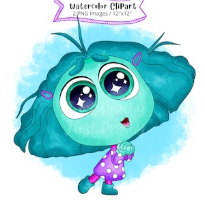 Envy From Inside Out Watercolor Clipart Set, Cute Cartoon, PNG, High ...