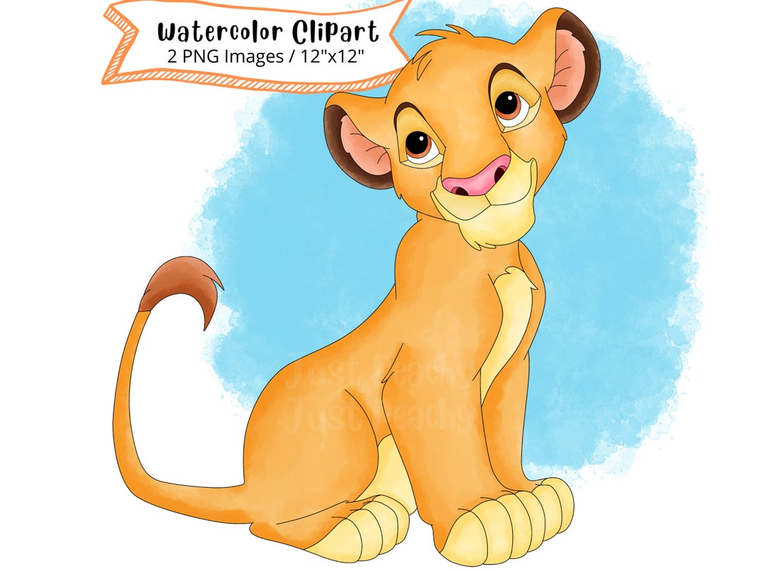 Simba From Lion King Hand Drawn Watercolor Clipart Set, PNG, High ...