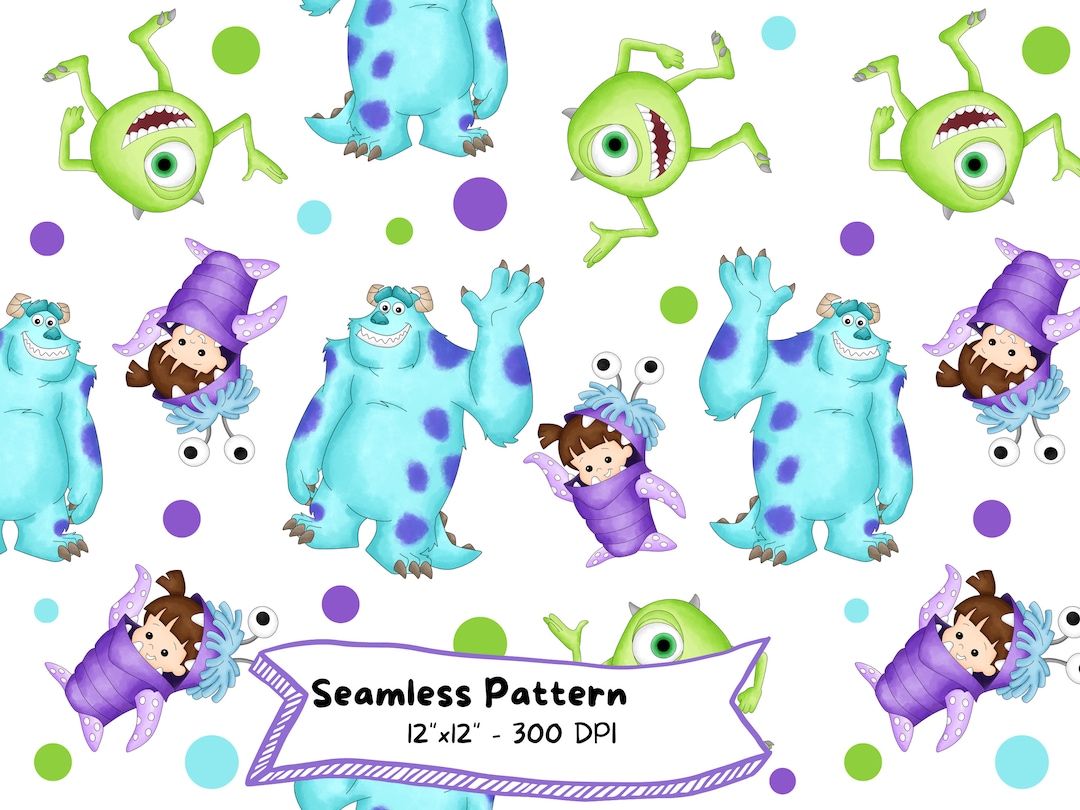 Monsters Inc Seamless Pattern, Digital Download, Cute Cartoon, High ...