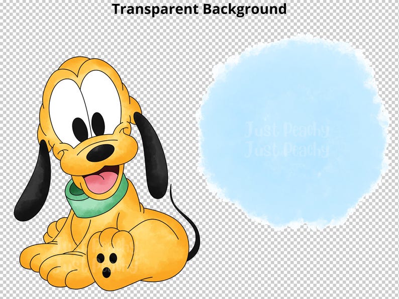 Baby Pluto Watercolor Clipart: Cartoon Illustration (PNG) - Etsy
