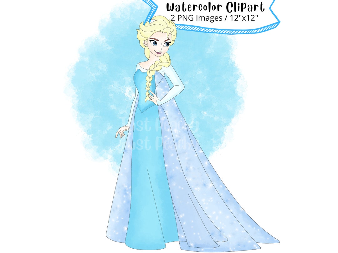 Elsa de Frozen Hand Drawn Acuarela Clipart, PNG, Alta Resolución, Fondo ...