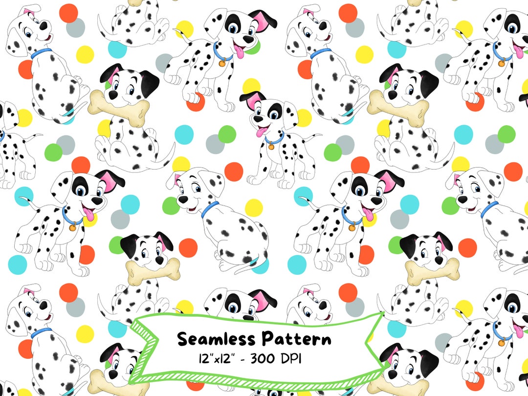 101 Dalmatians Watercolor Seamless Pattern, Puppy, Digital Download ...