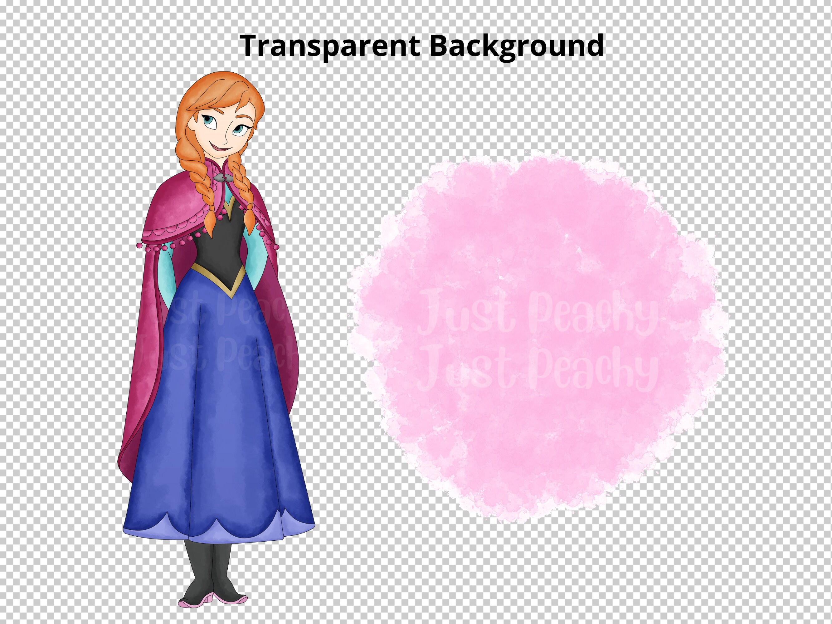 Anna From Frozen Hand Drawn Watercolor Clipart, PNG, High Resolution ...