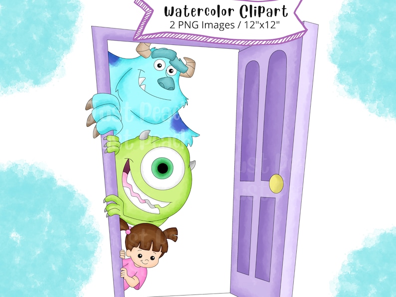 Monsters Inc Watercolor Clipart: Cartoon PNG Set (digital Download) - Etsy