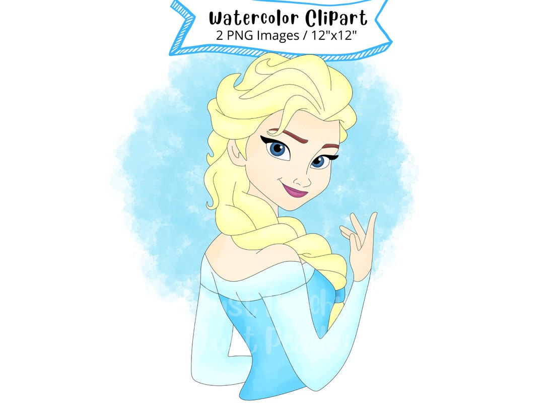 Elsa From Frozen Hand Drawn Watercolor Clipart, PNG, High Resolution ...