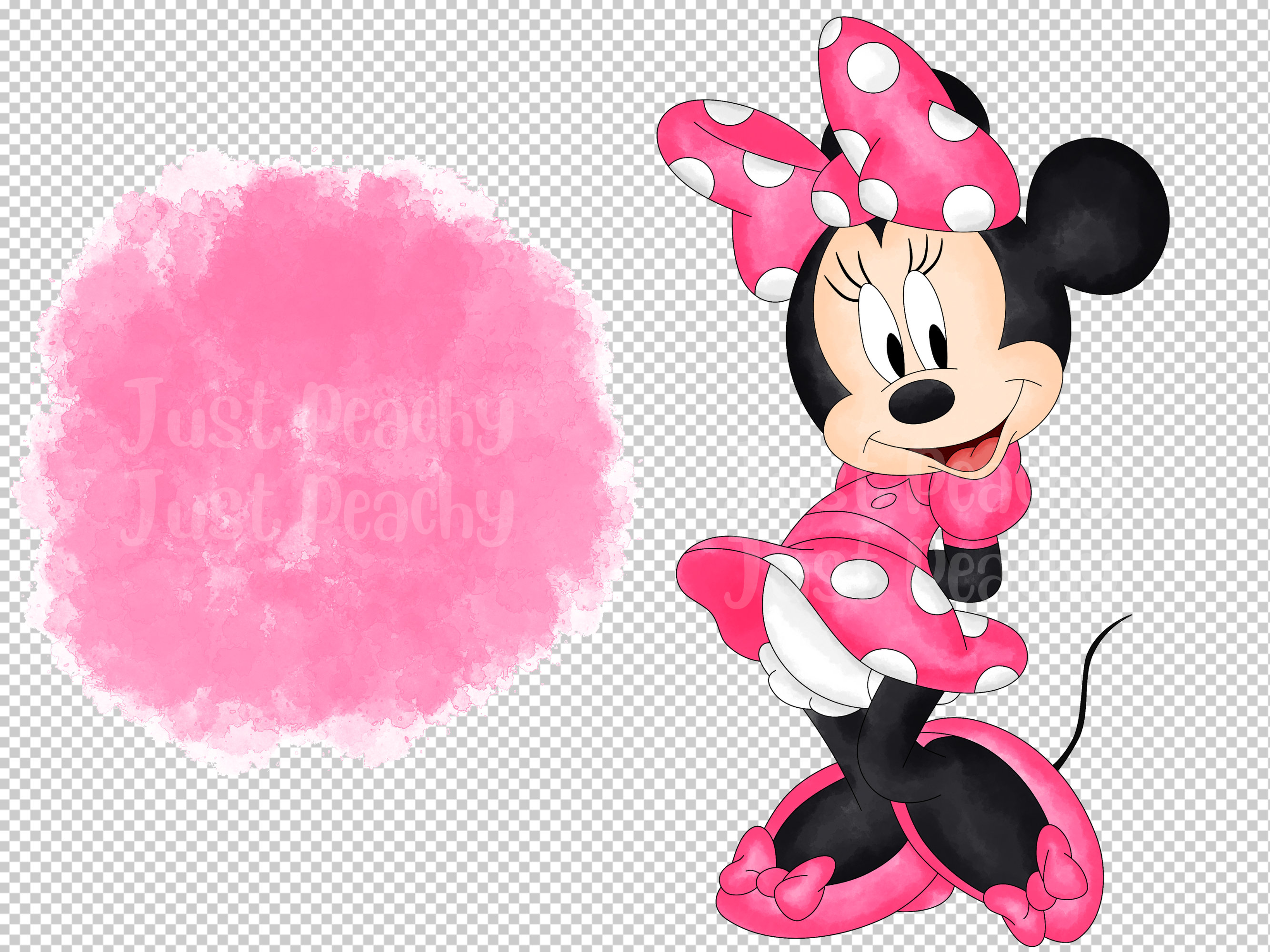 Minnie Mouse, Hand Drawn Watercolor Clipart, Cute Cartoon Illustration ...