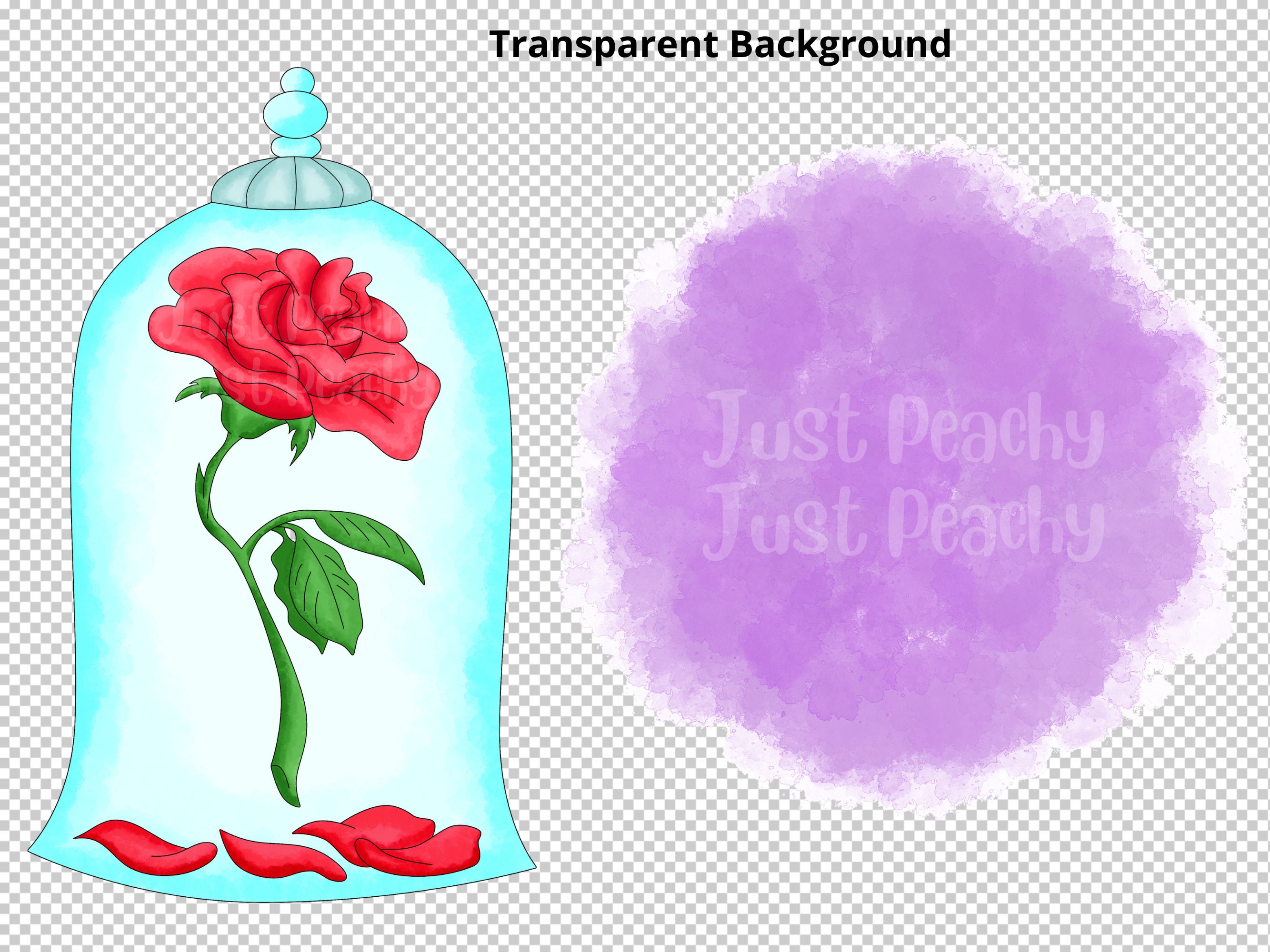 Enchanted Rose From Beauty and the Beast Hand Drawn Watercolor Clipart ...