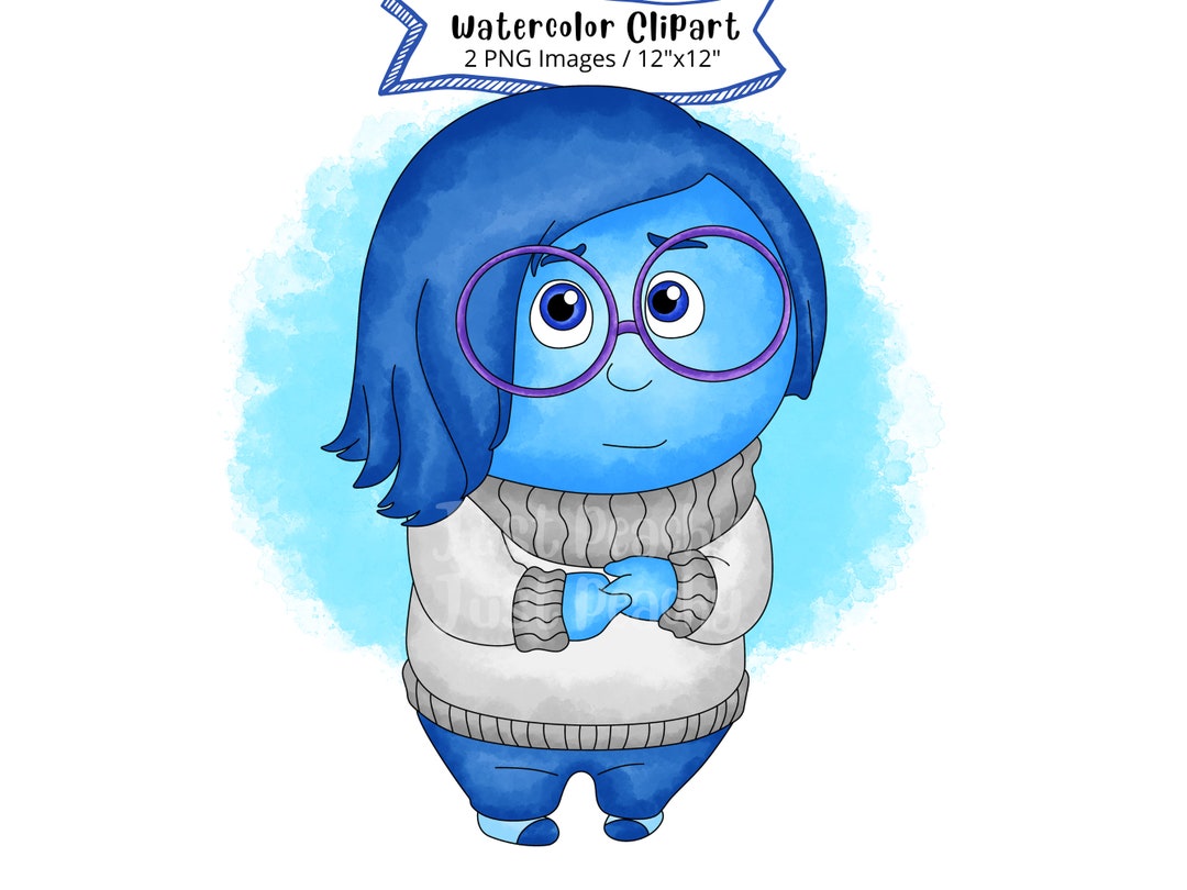 Sadness From Inside Out Watercolor Clipart Set, Cute Cartoon, PNG, High ...
