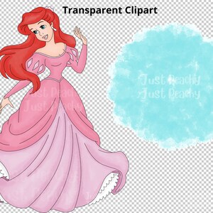 The Little Mermaid Hand Drawn Watercolor Clipart, Cute Cartoon, PNG ...