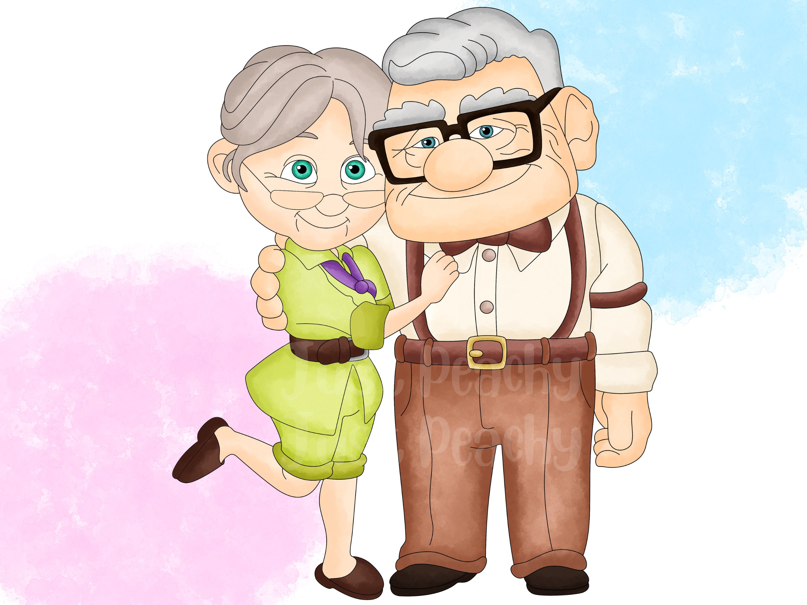 UP Watercolor Clipart Set: Cartoon Characters, Balloon House (PNG ...