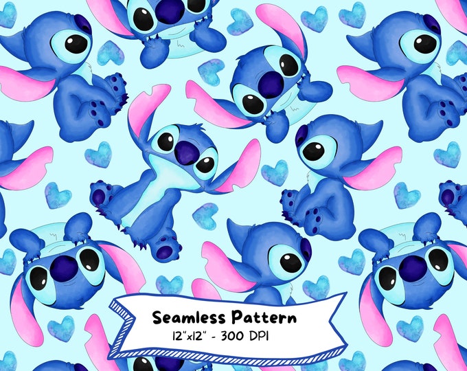 Lilo and Stitch Seamless Pattern - Stitch Sublimation File - Stitch ...