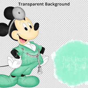Nurse Mickey Mouse, Hand Drawn Watercolor Clipart, Cute Cartoon, PNG ...