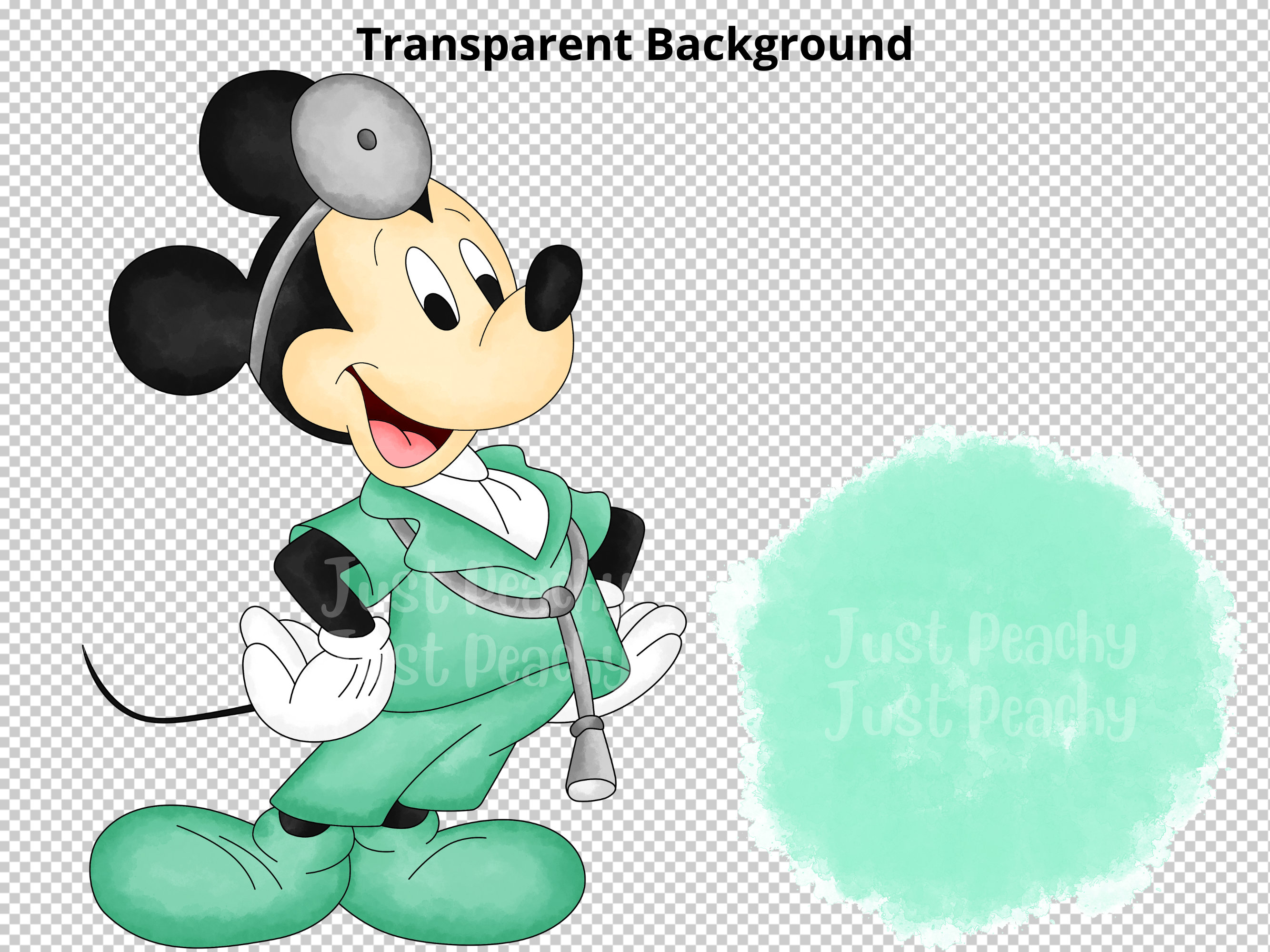Nurse Mickey Mouse Watercolor Clipart: Cartoon PNG (digital Download ...