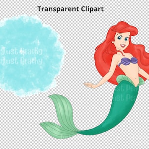 The Little Mermaid Hand Drawn Watercolor Clipart, Cute Cartoon, PNG ...