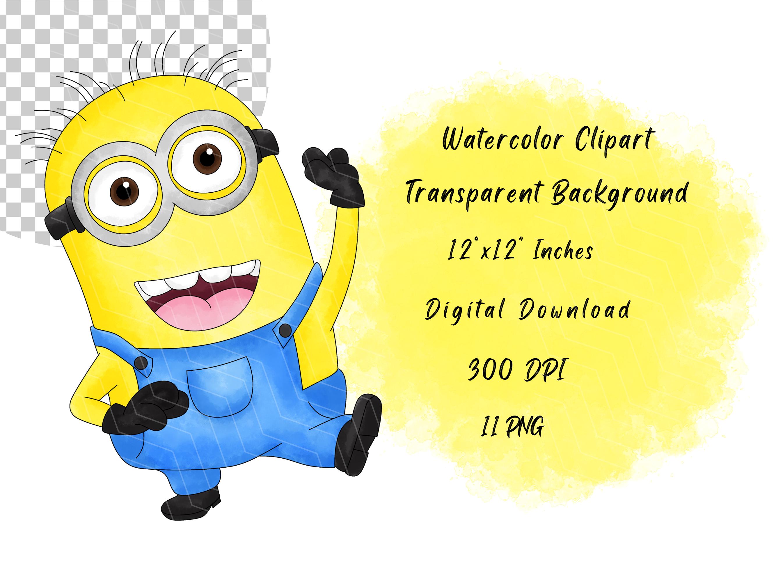 Minions Watercolor Clipart Set, Cartoon PNG, High Resolution, Digital ...