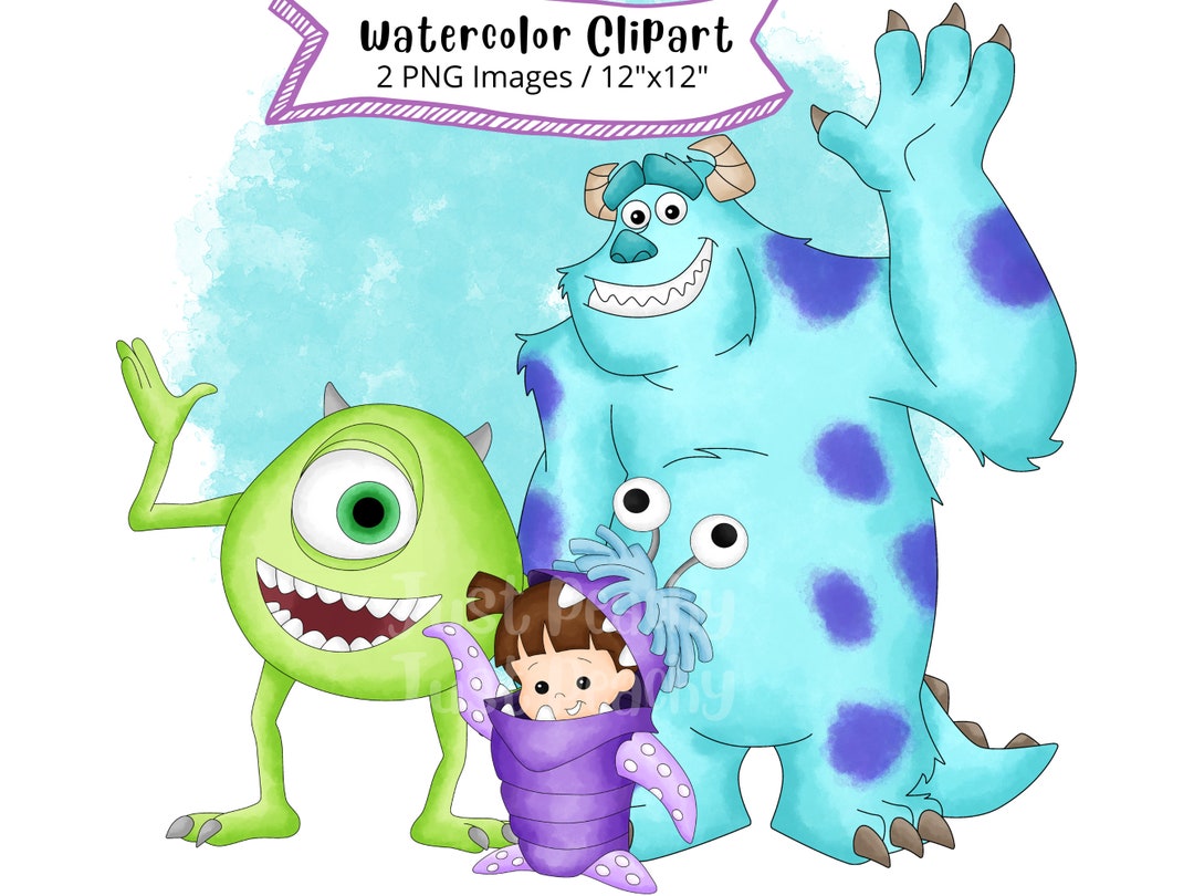 Monsters Inc Watercolor Clipart, Cute Cartoon, PNG, High Resolution ...