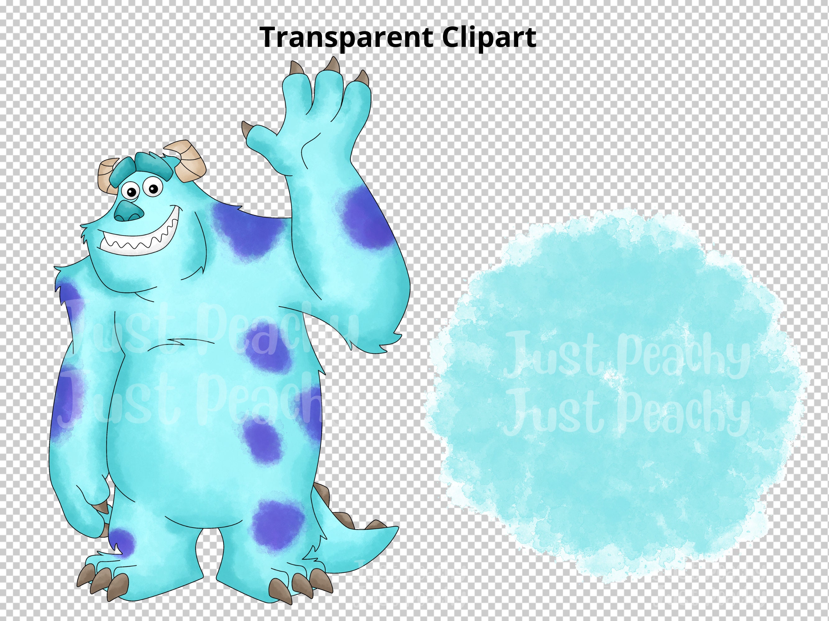 Sully From Monsters Inc Watercolor Clipart, Cute Cartoon, PNG, High ...
