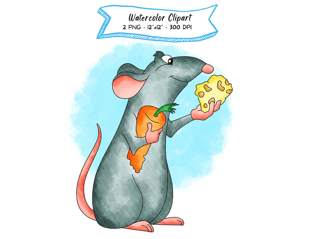 Ratatouille Clipart, Watercolor PNG, Cartoon Movie, Remy - Etsy