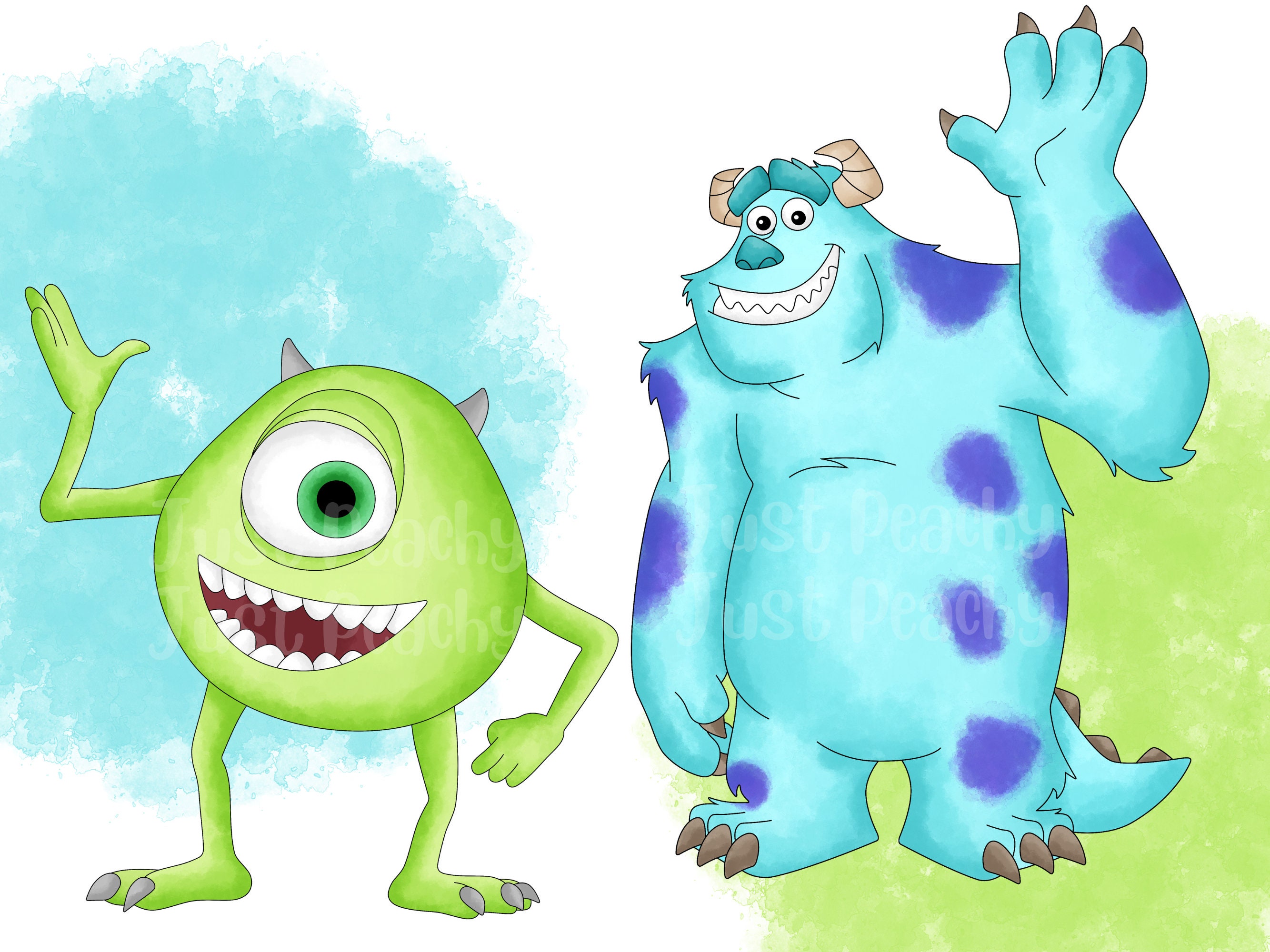 Conjunto de imágenes prediseñadas de acuarela de Monster Inc, dibujos ...