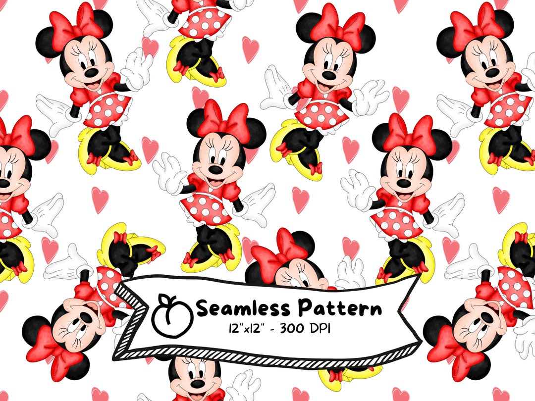 Minnie Mouse Seamless Pattern: Watercolor Cartoon (digital Download) - Etsy