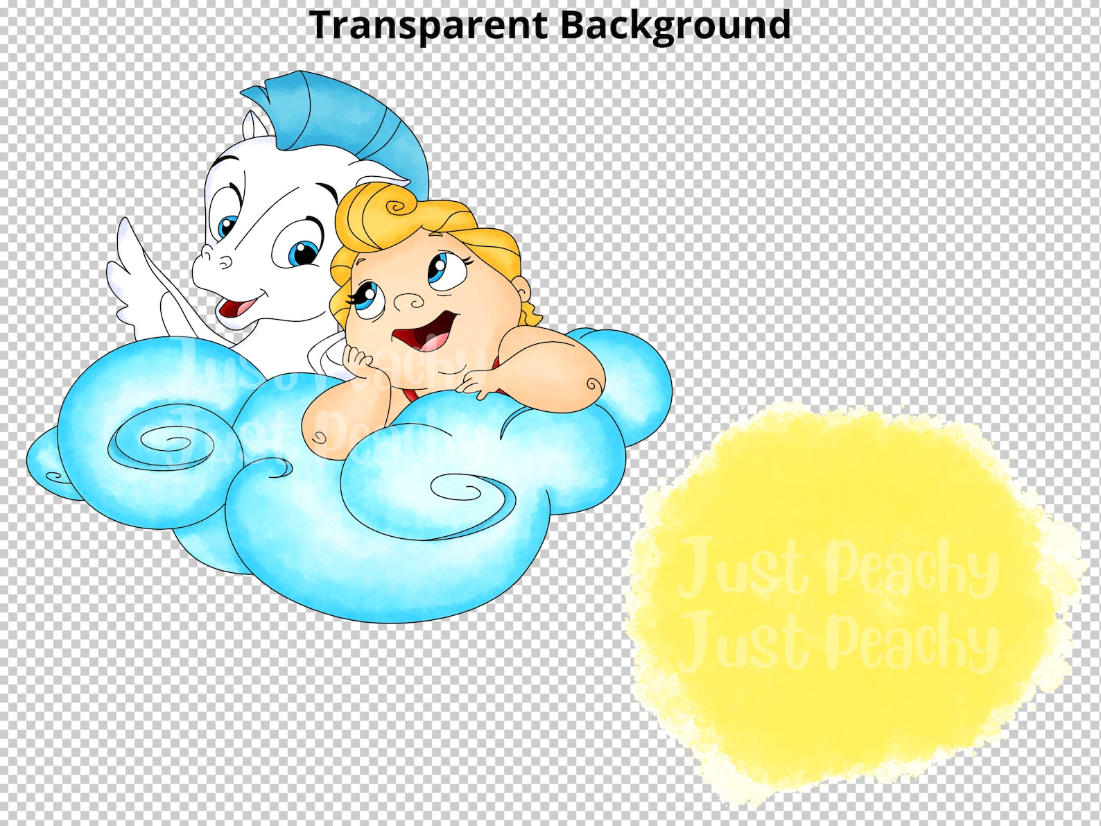 Baby Hercules Watercolor Clipart, Cute Cartoon Illustration, PNG ...