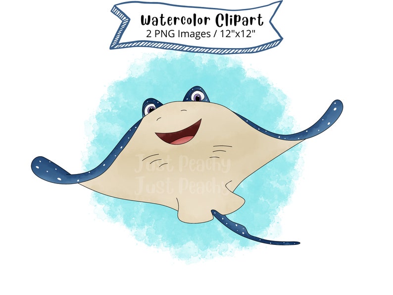 Mr Ray From Finding Nemo Watercolor Clipart, Cute Cartoon, Dory, Under ...