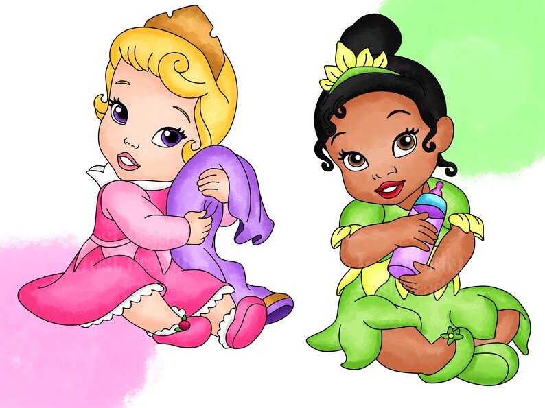 Watercolor Baby Princess Clipart: Cartoon PNG Set (digital Download) - Etsy
