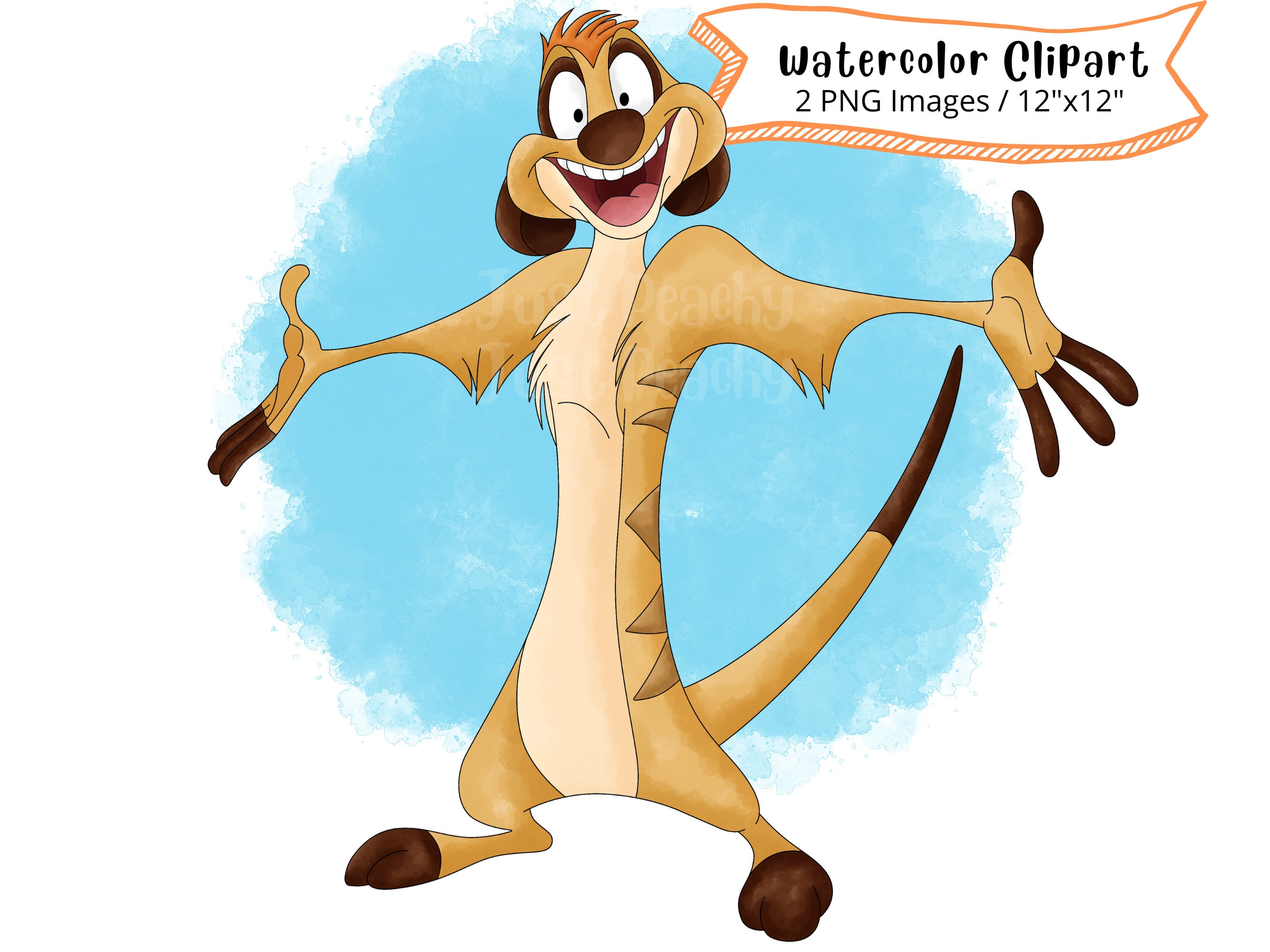 Timon Lion King Watercolor Clipart: Safari Animal PNG (digital Download ...