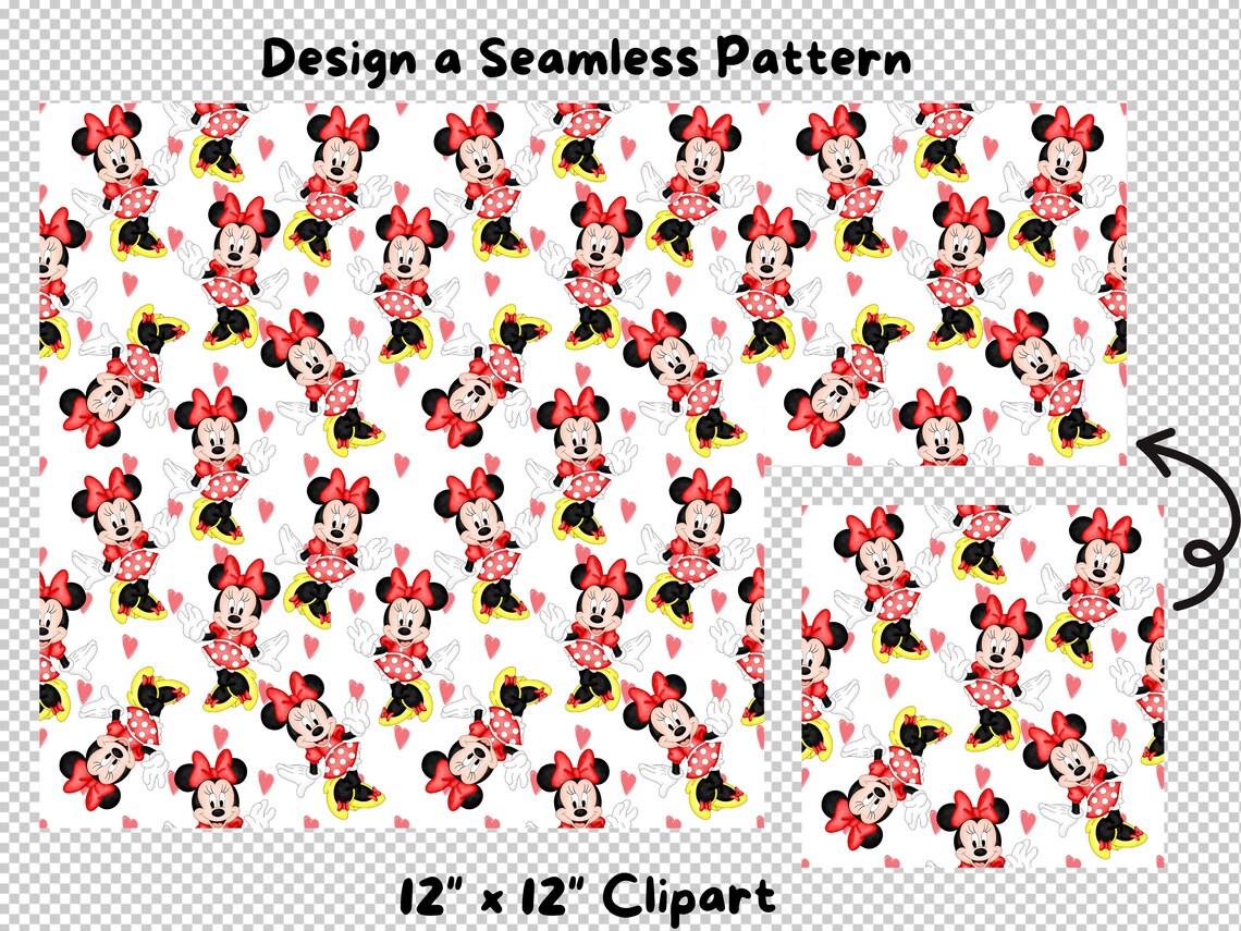 Minnie Mouse Seamless Pattern Watercolor Image Cute Cartoon - Etsy