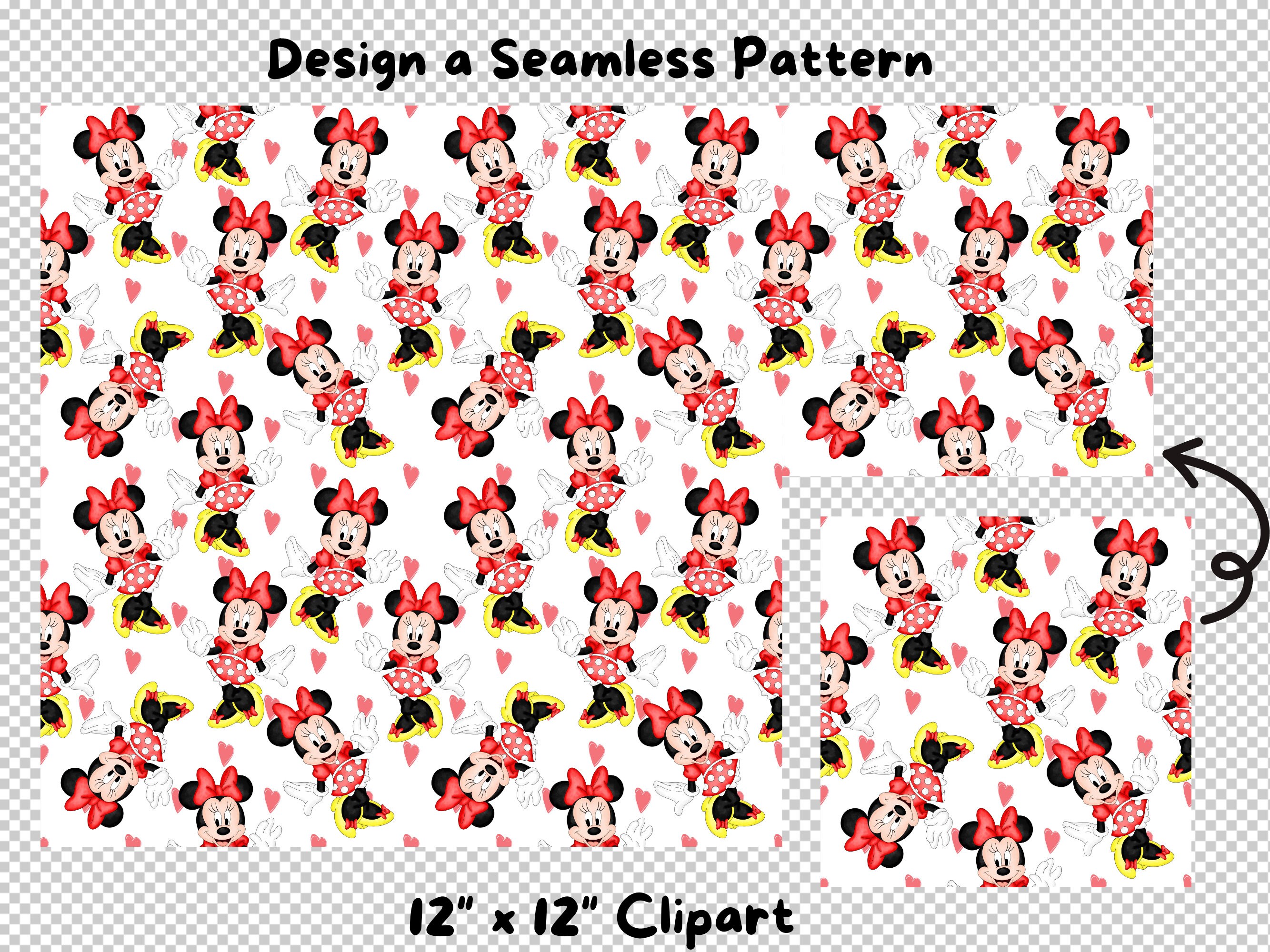 Minnie Mouse Seamless Pattern Watercolor Image Cute Cartoon - Etsy