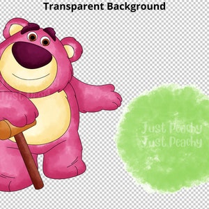 Lotso Watercolor Clipart: Cartoon Illustration (PNG, Transparent) - Etsy