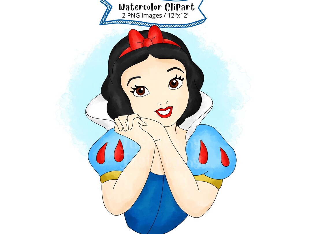 Princess Snow White Watercolor Clipart, Hand Drawn, Cute Cartoon ...