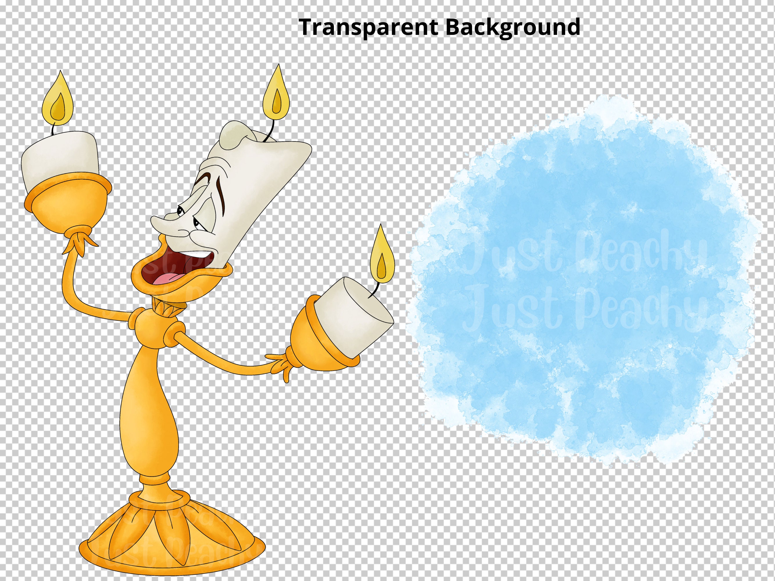 Lumiere From Beauty and the Beast Hand Drawn Watercolor Clipart Set ...