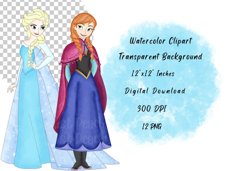 Frozen Hand Drawn Watercolor Clipart Set, PNG, High Resolution ...