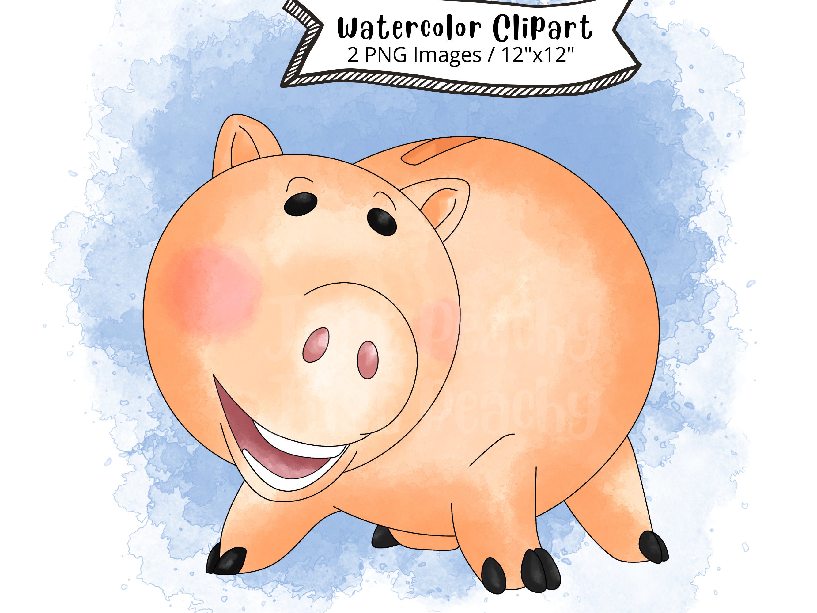 Hamm Toy Story Watercolor Clipart, Cute Cartoon Illustration, Buzz ...