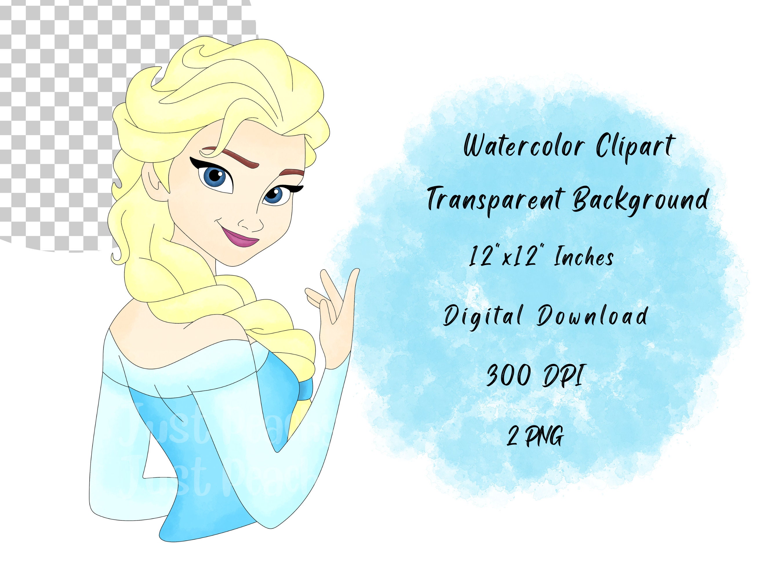 Elsa From Frozen Hand Drawn Watercolor Clipart, PNG, High Resolution ...