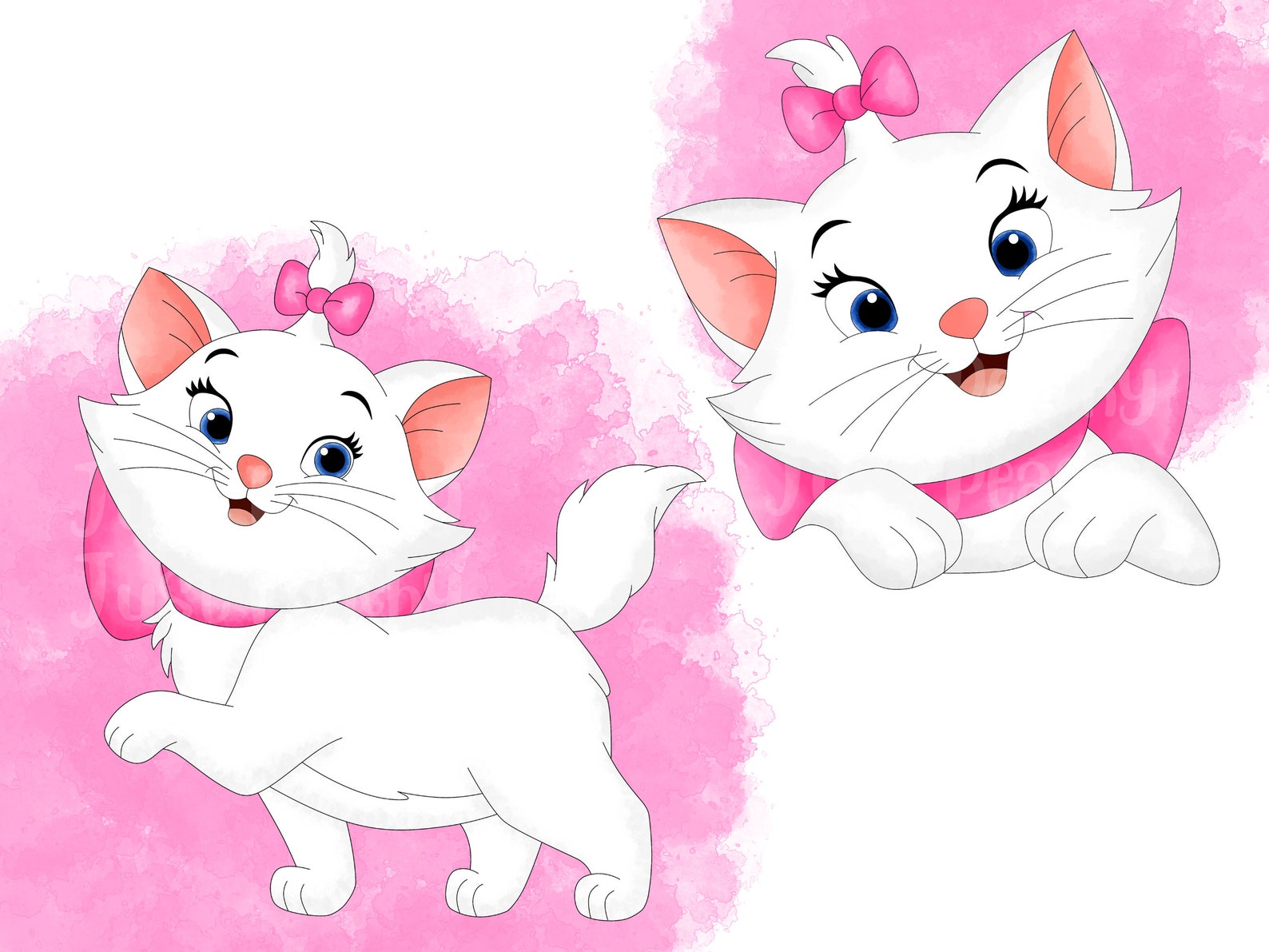 Marie Cat Watercolor Clipart Set: Hand-drawn Cartoon (digital Download ...