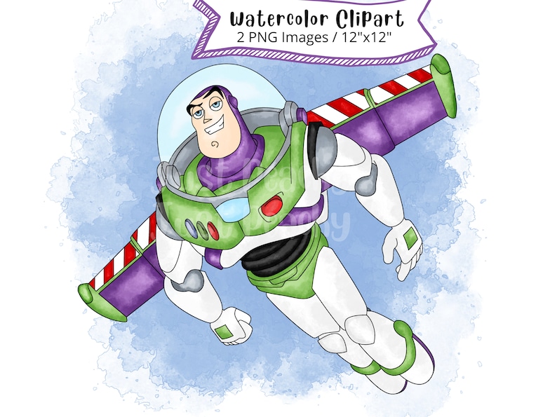 Toy Story Watercolor Clipart: Buzz Lightyear, Woody, Jessie (PNG ...