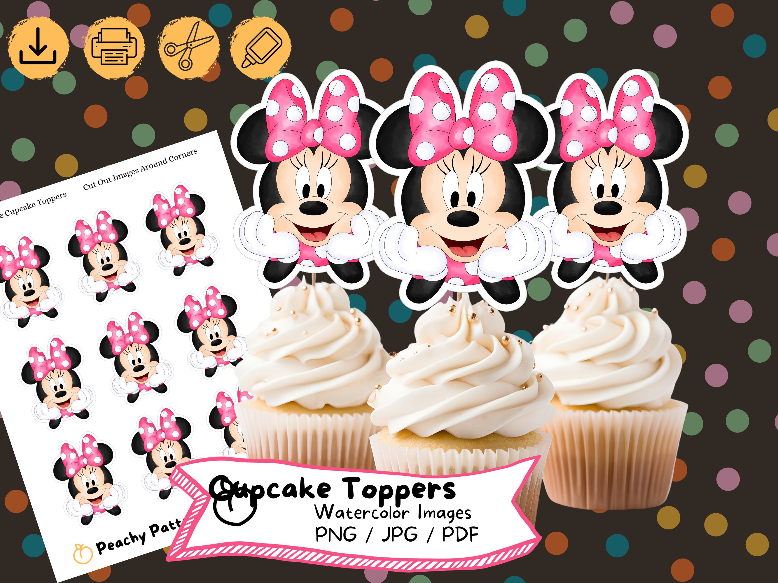 Minnie Mouse Face Cupcakes
