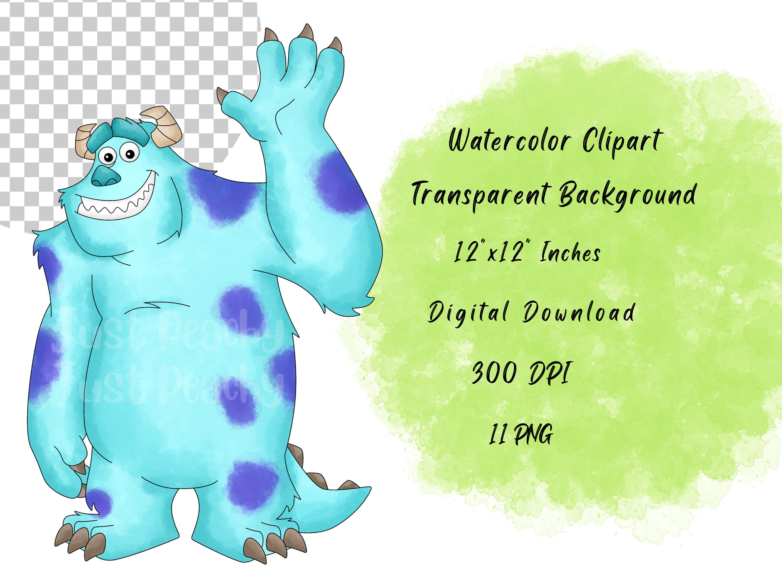 Monsters Inc Watercolor Clipart: Cartoon PNG Set (digital Download) - Etsy